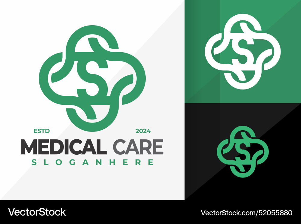 Letter s medical leaf logo design symbol icon Vector Image