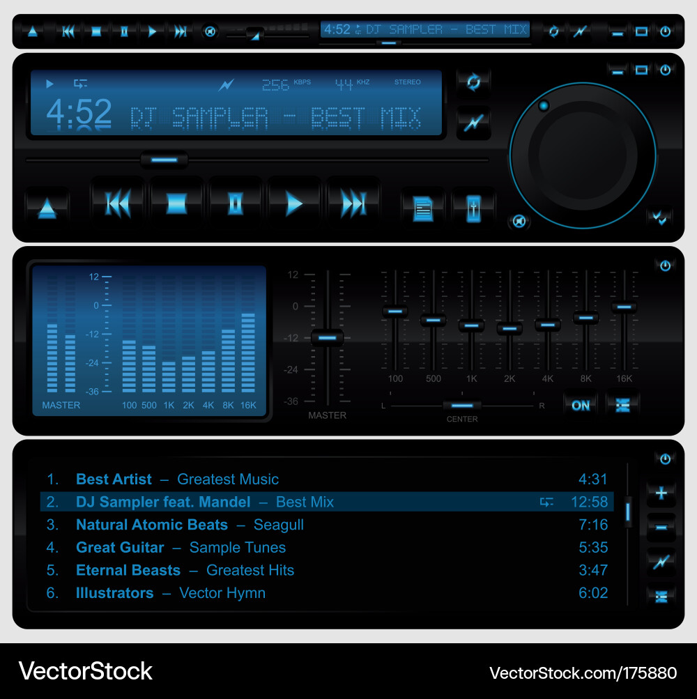 Multimedia player interface Royalty Free Vector Image