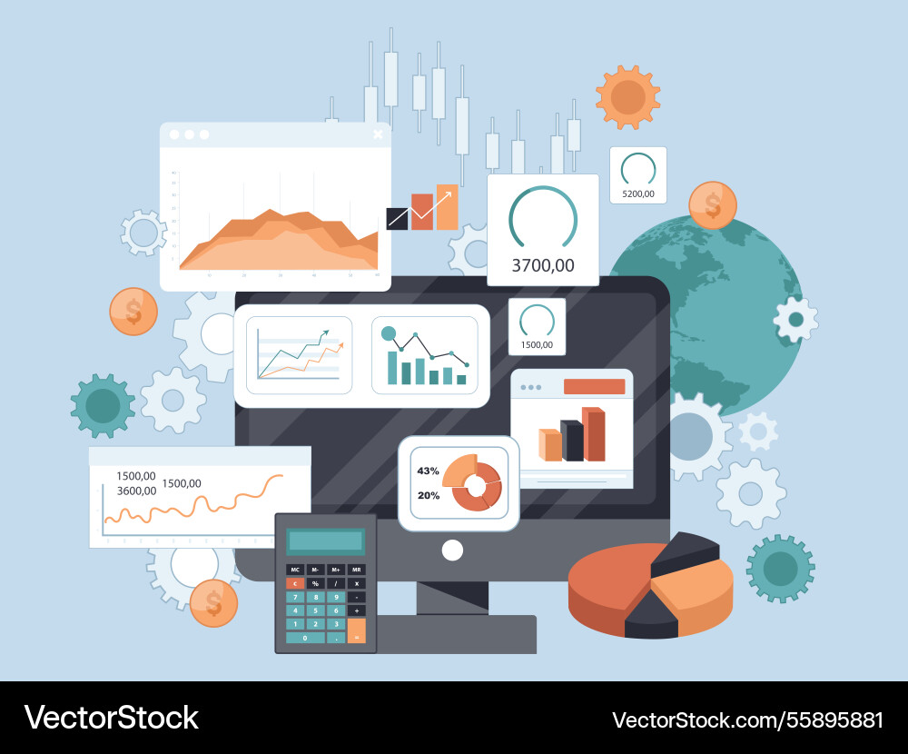 Business data analytics research concept Vector Image