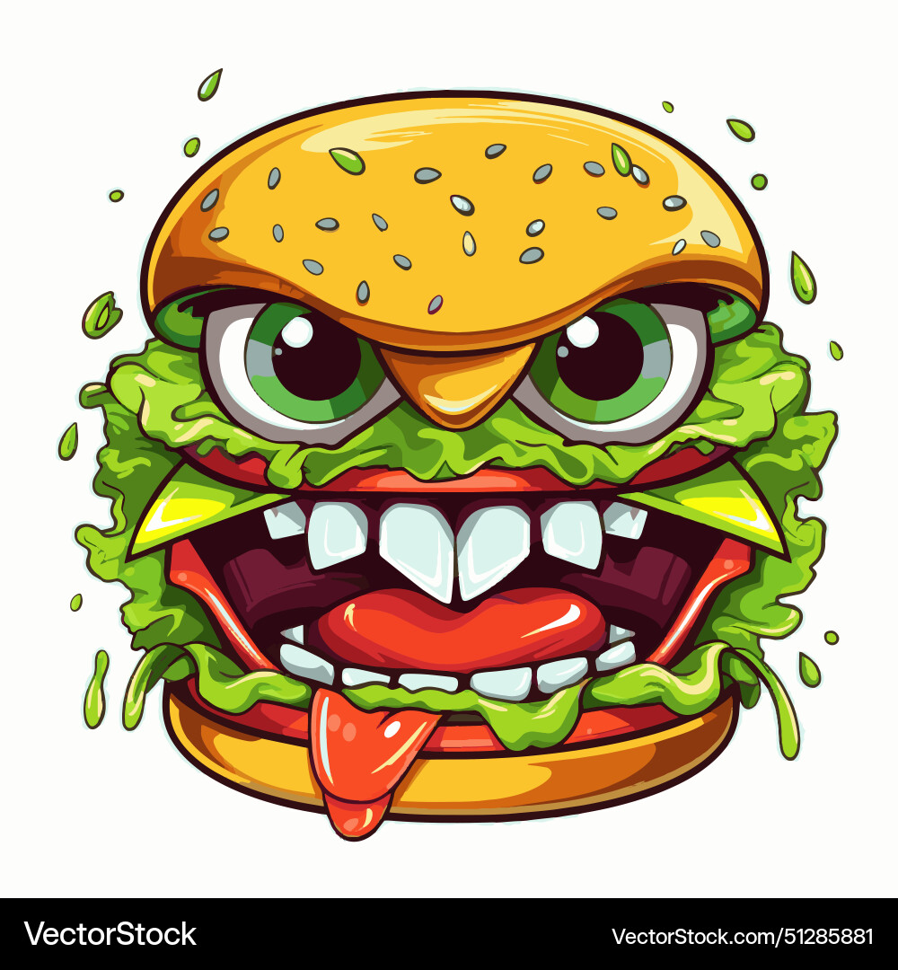 Cheerful burger beast Royalty Free Vector Image