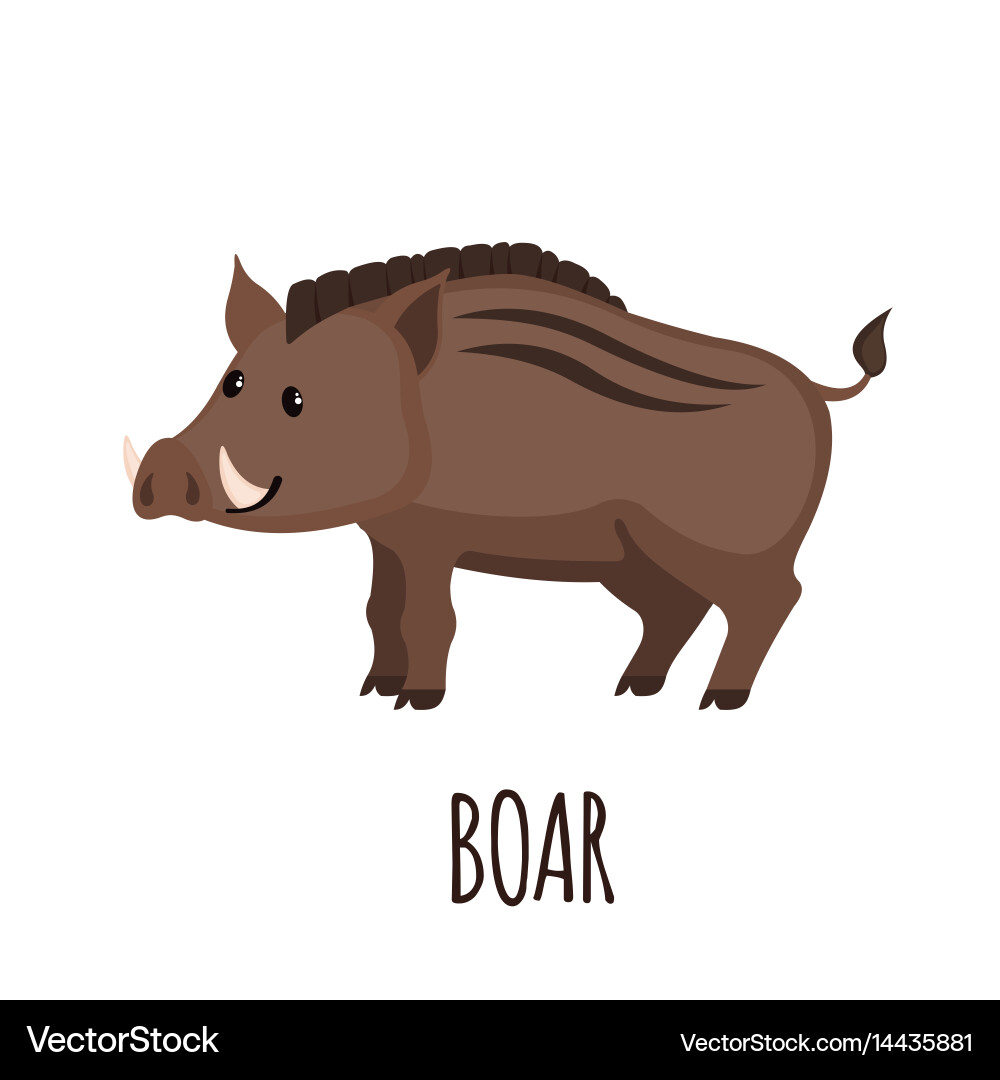 Cute wild boar in flat style Royalty Free Vector Image
