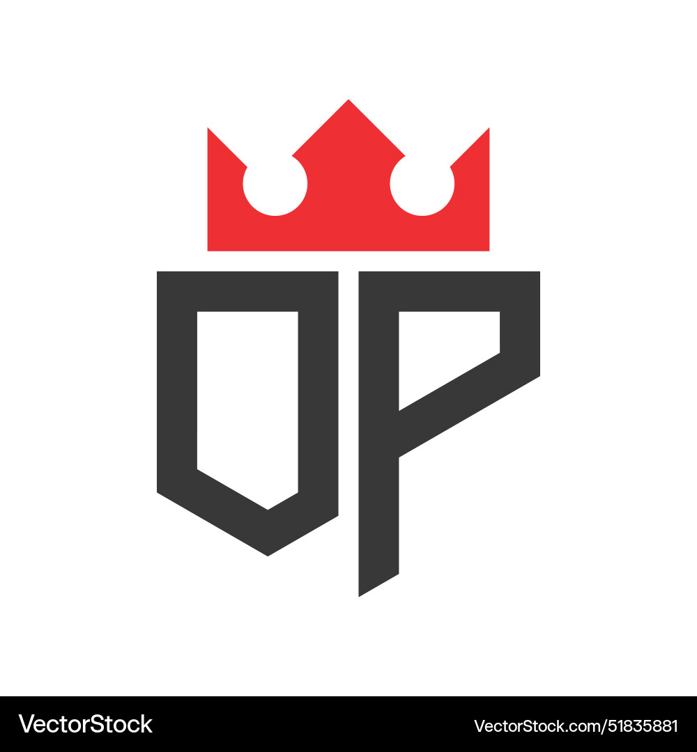 Letter op crown logo Royalty Free Vector Image