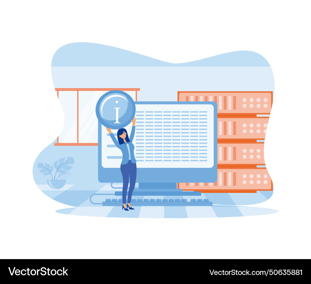 Management information system concept with woman Vector Image
