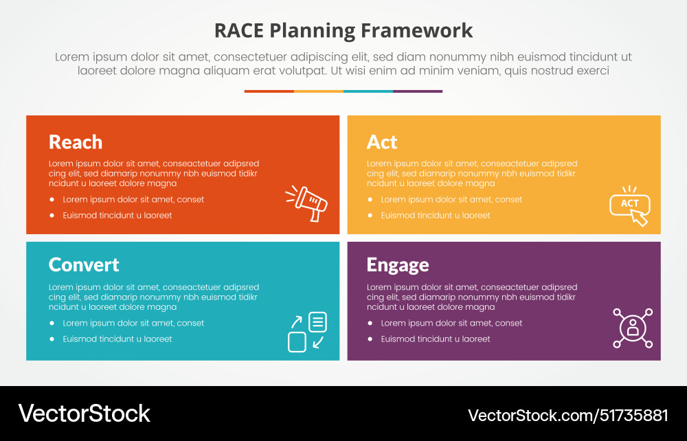 Race framework infographic concept for slide Vector Image