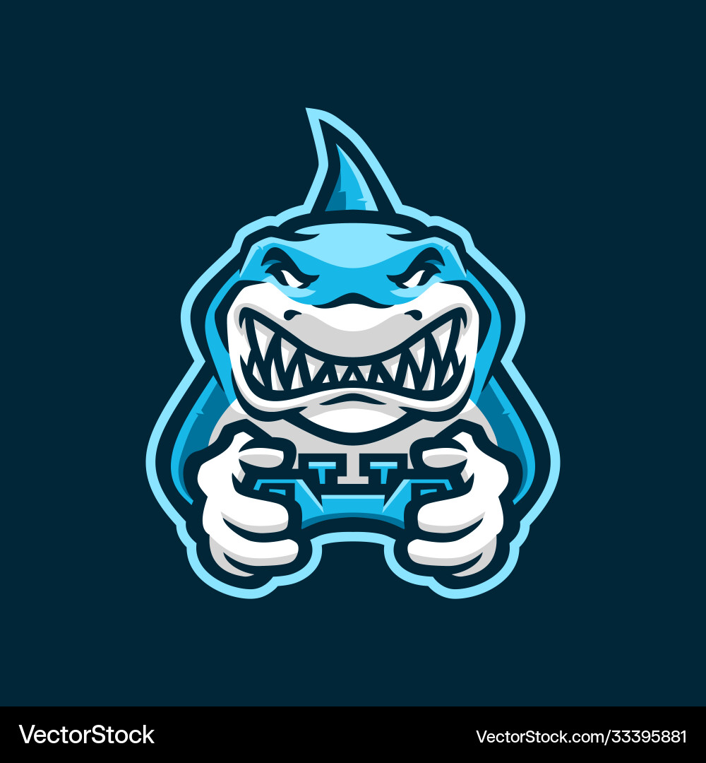 Shark gaming joy stick e sport logo icon Vector Image