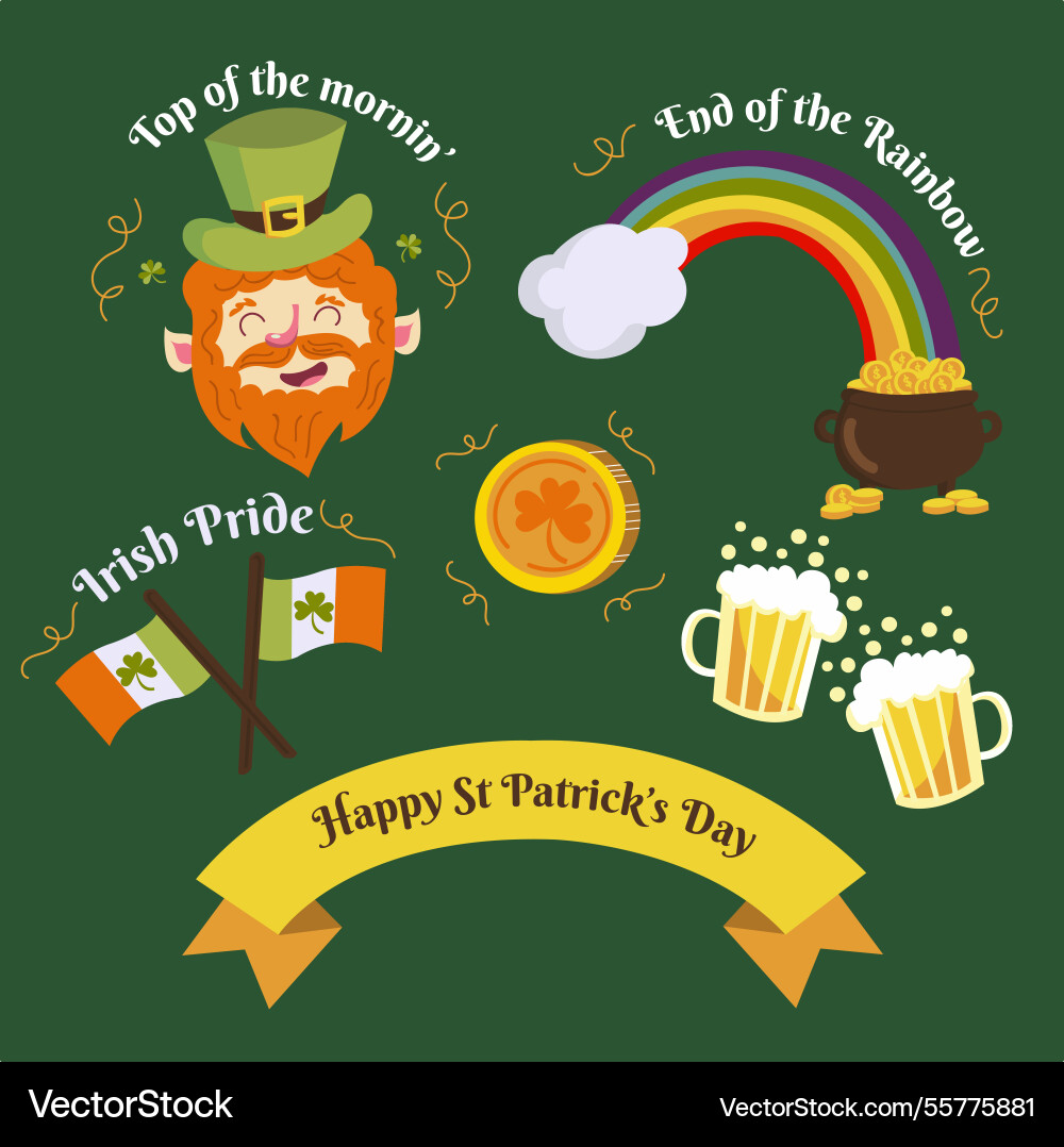 St patricks day element collection Royalty Free Vector Image