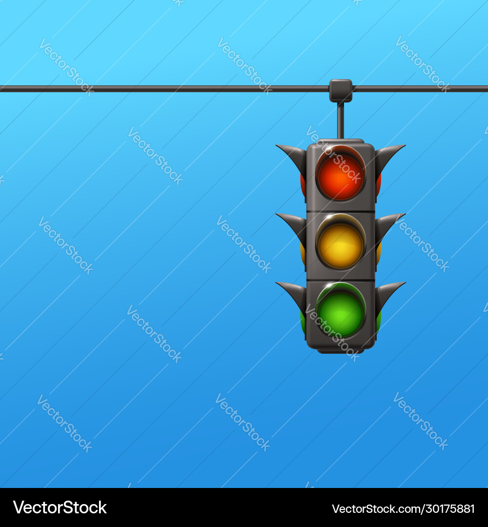 Traffic light on blue background Royalty Free Vector Image