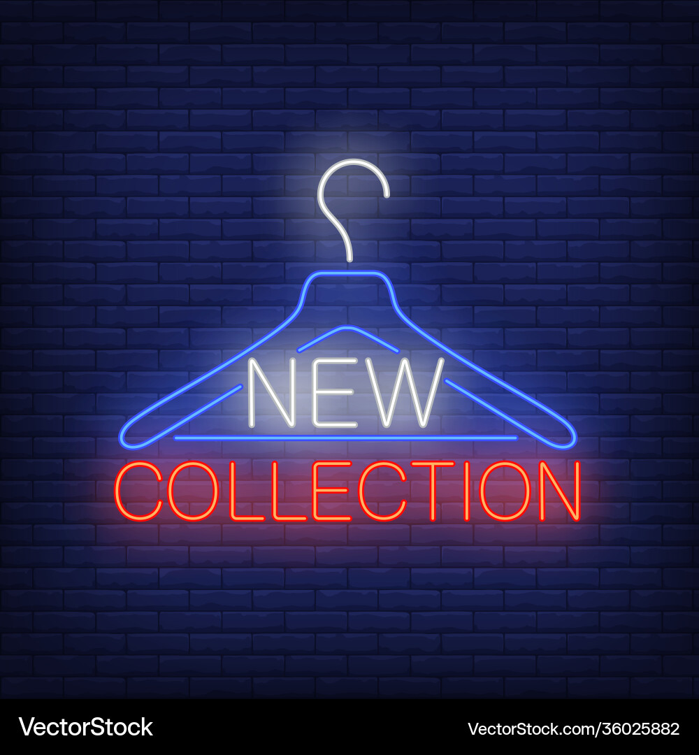 Clothes hanger with lettering neon sign Royalty Free Vector