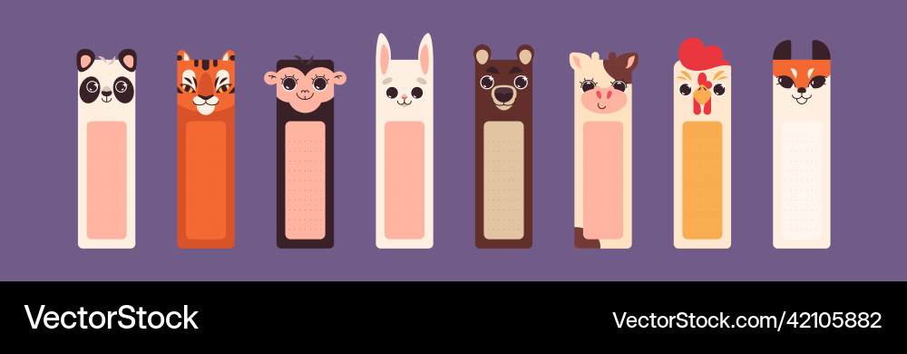 Flat bookmarks or paper stickers with cute square Vector Image
