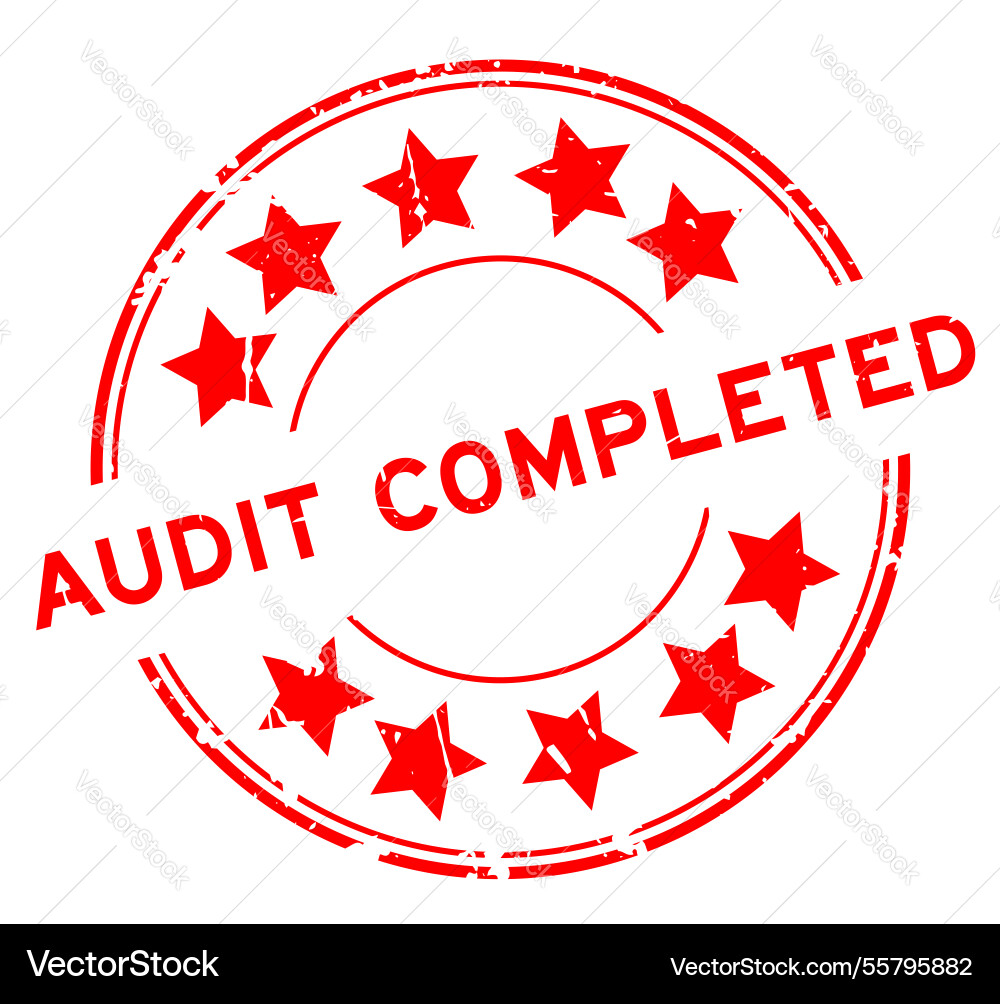 Grunge red audit completed word round rubber seal Vector Image
