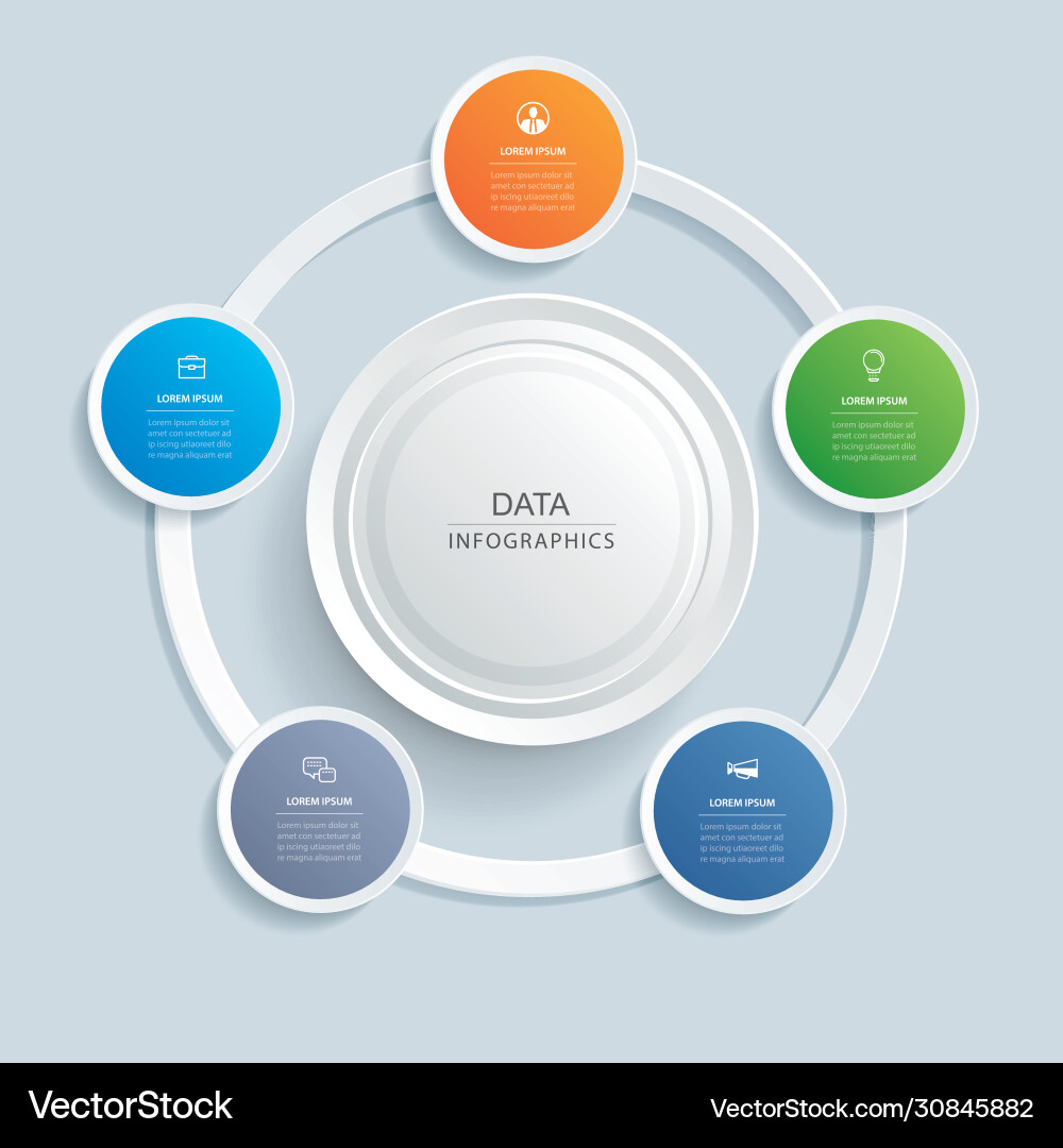 Infographics circle button with 5 data template Vector Image