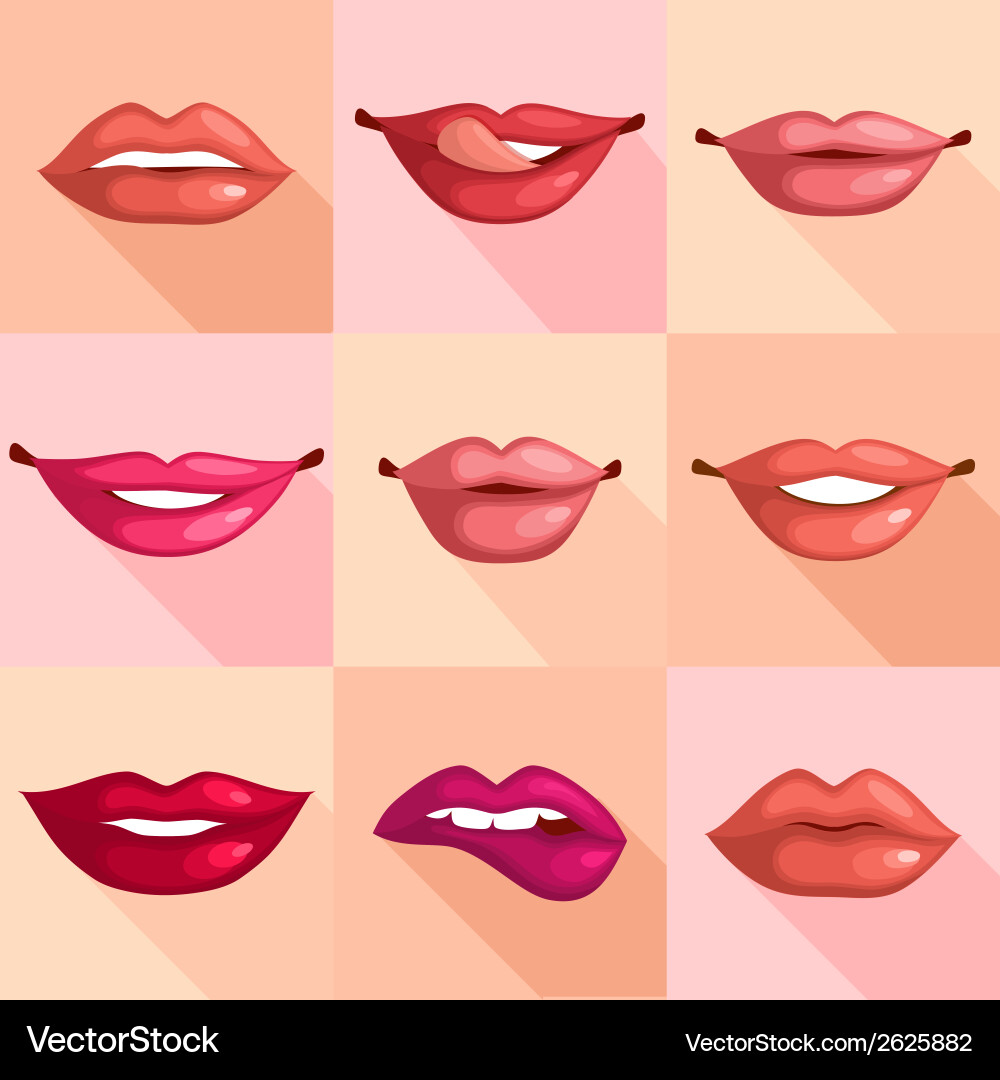 Red Lips Collection Royalty Free Vector Image - VectorStock