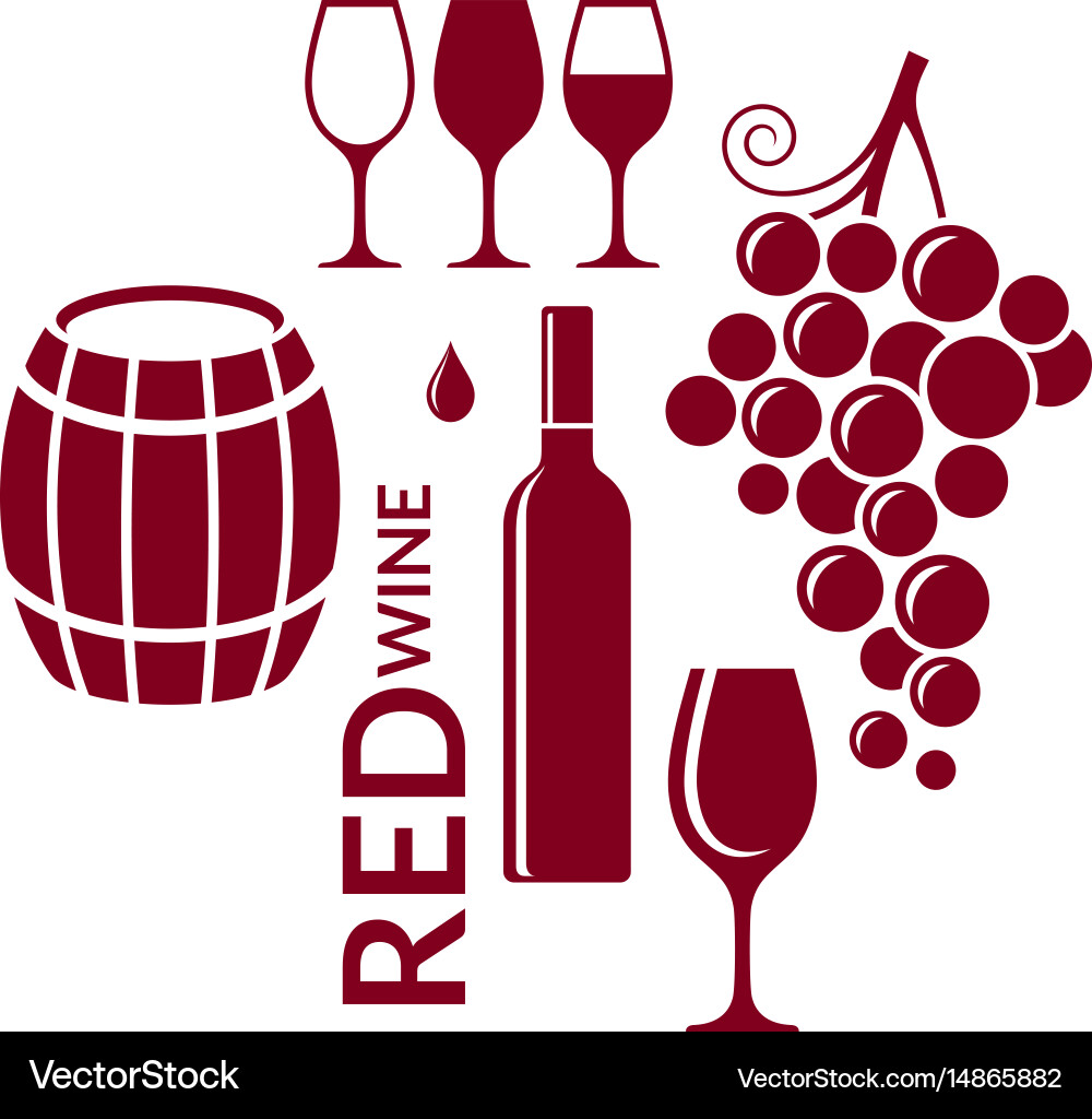 Red wine icon set Royalty Free Vector Image - VectorStock