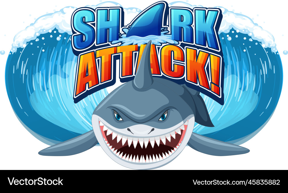 Shark attack icon with cartoon character Vector Image