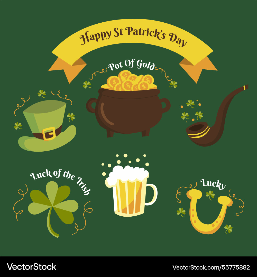 St patricks day element collection Royalty Free Vector Image