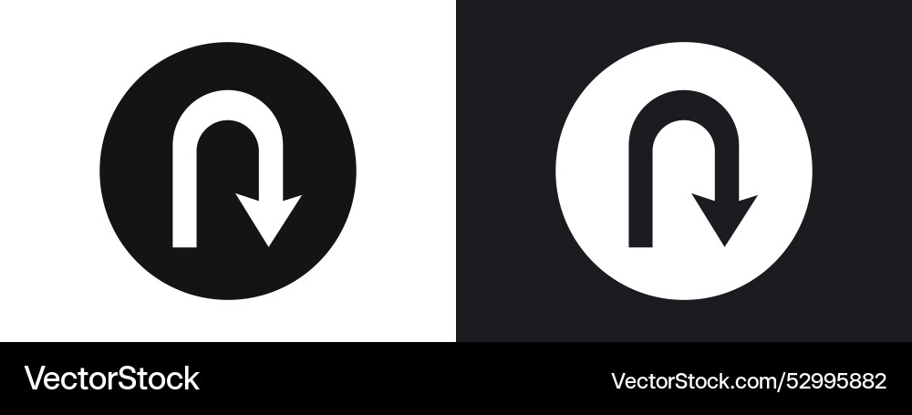 U turn arrow icon linear graphics set in black Vector Image U turn arrow icon linear graphics set in black Vector Image