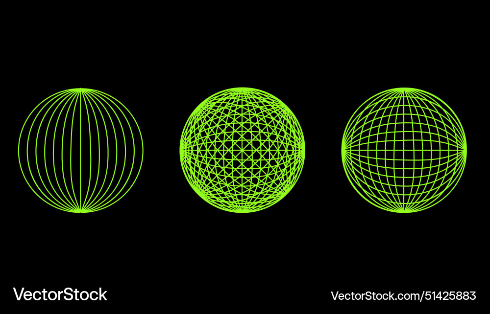 3d Wireframe Models Of Objects Network Line Vector Image