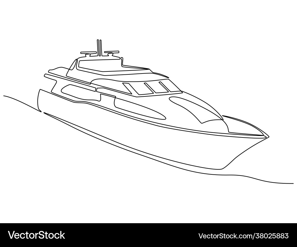 Continuous line drawing cruise ship vacation Vector Image