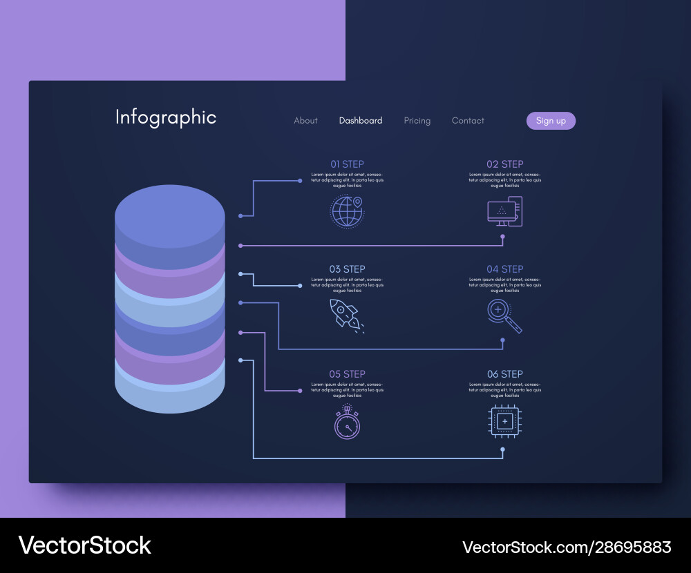 Graphics infographics with six options template Vector Image