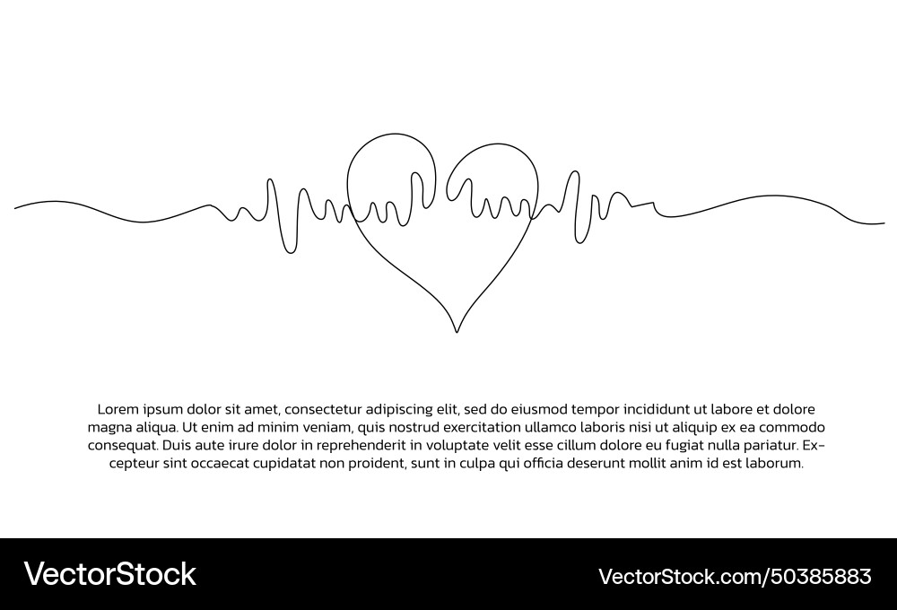 One line love poster drawing with frame abstract Vector Image