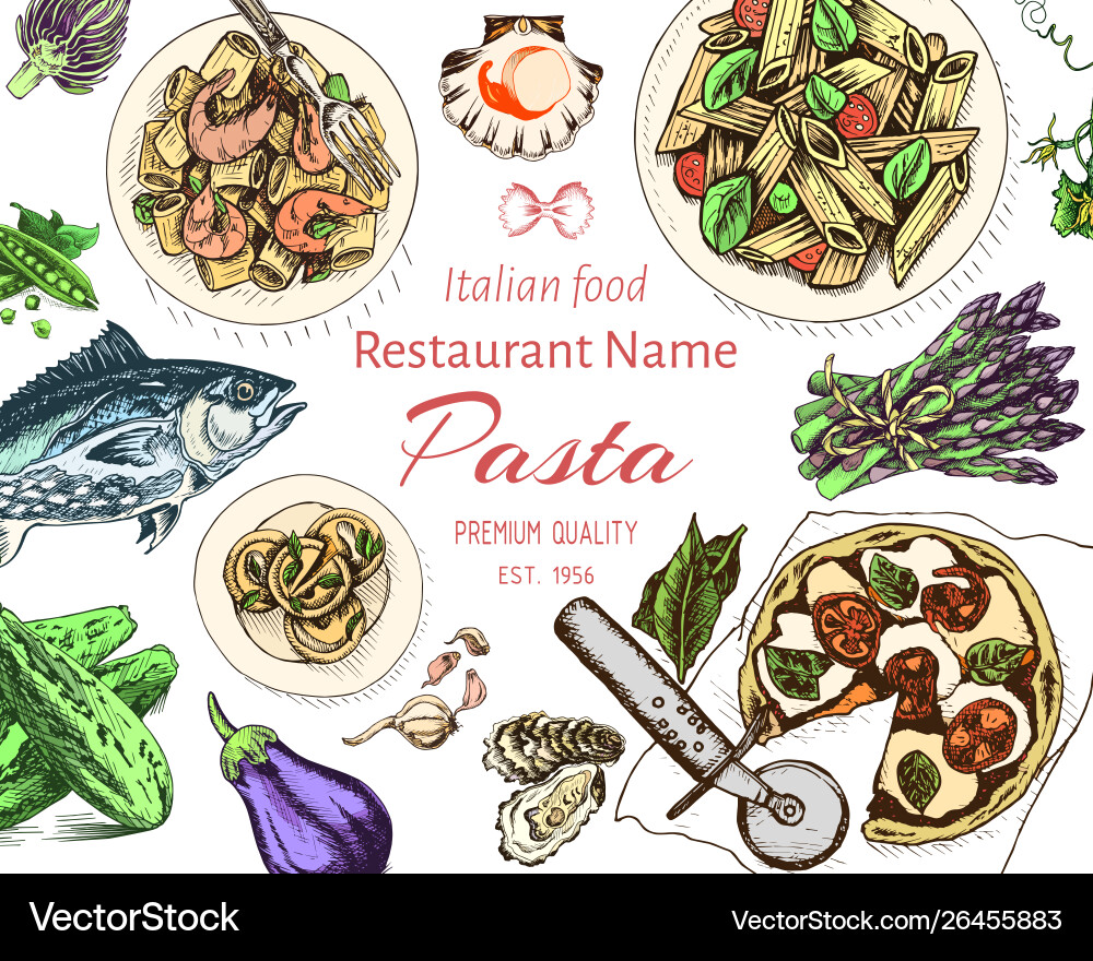 Pasta Sketch - Italian Menu Royalty Free Vector Image