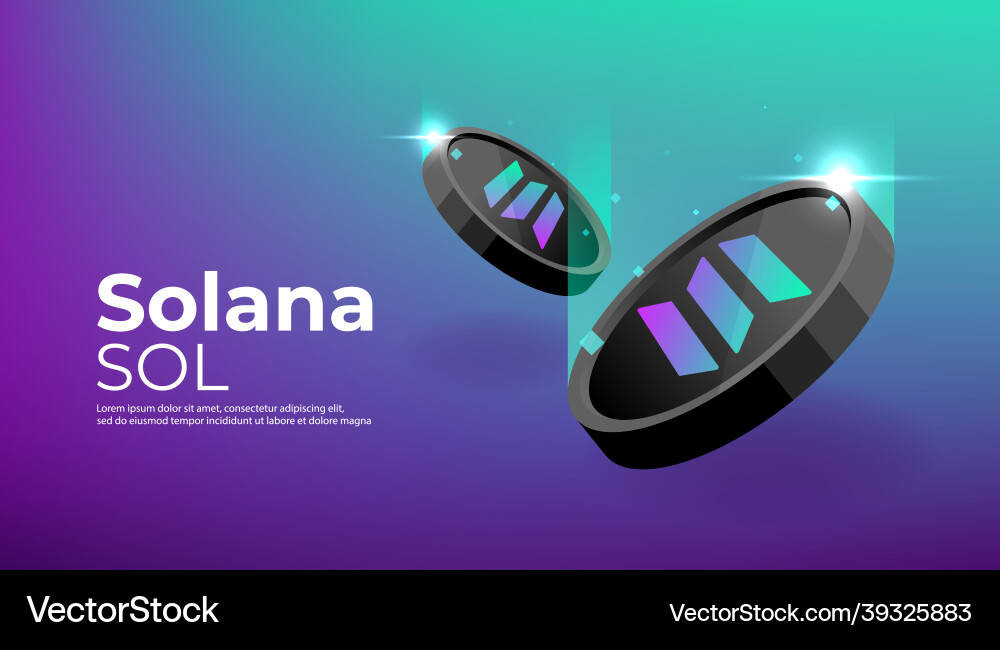 Solana coin banner sol cryptocurrency Royalty Free Vector