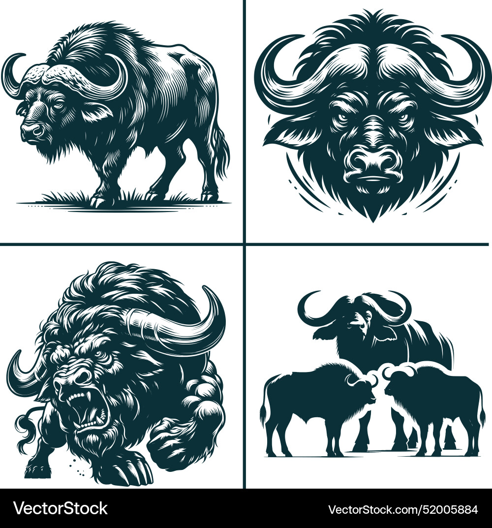 Bison buffalo silhouette svg filesbuffalo Vector Image