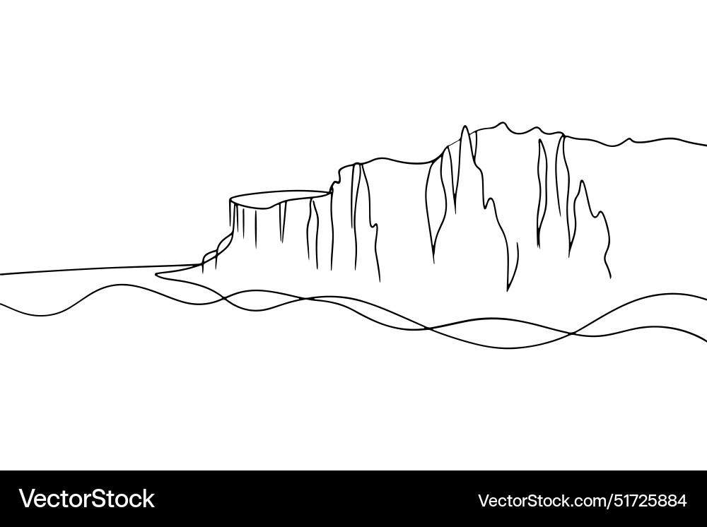 Cliffs continuous line art on white background Vector Image