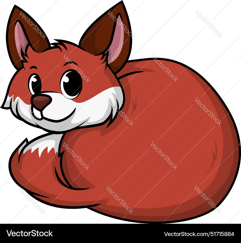 Fox curled up cartoon Royalty Free Vector Image