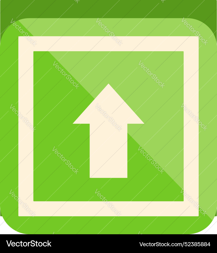 Green square icon showing up arrow pointing Vector Image