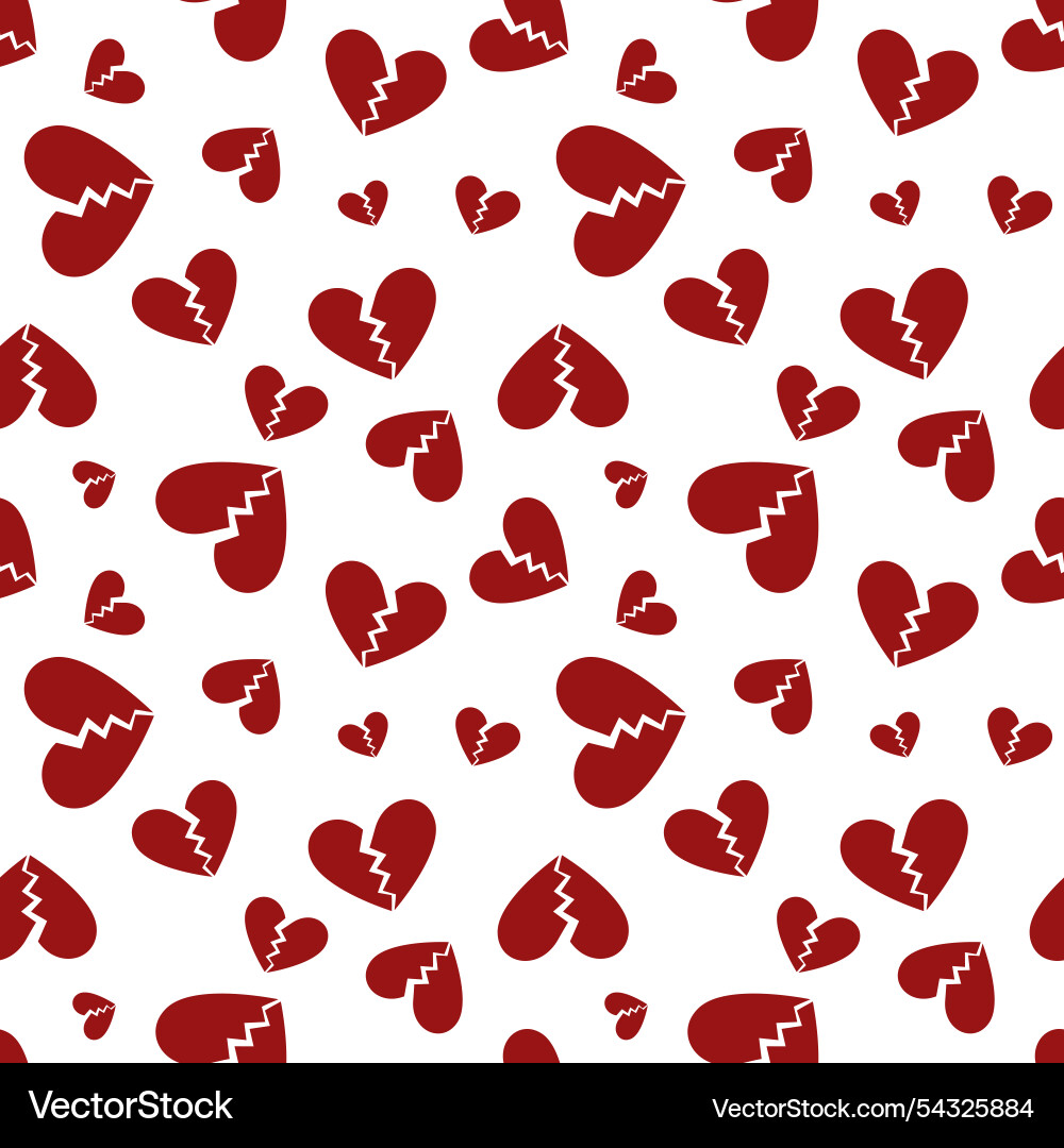 Heartbreak seamless pattern with cute broken Vector Image