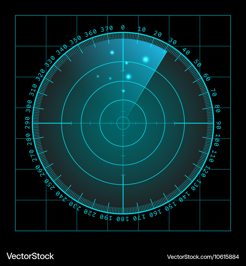 Military green radar screen with target Royalty Free Vector