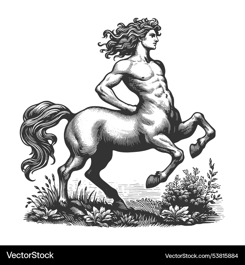 Mythical centaur rearing in nature Royalty Free Vector Image