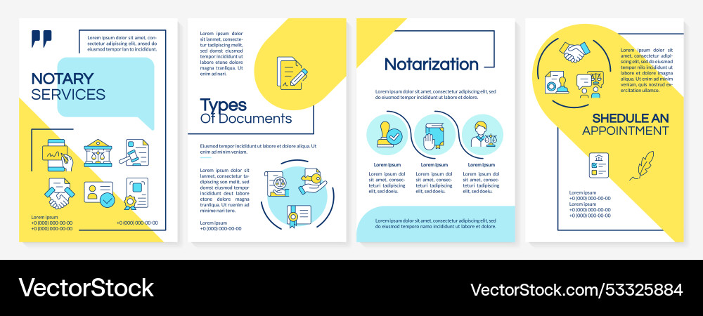 Notarization service blue and yellow brochure Vector Image
