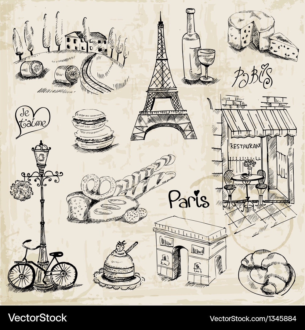 Paris set Royalty Free Vector Image - VectorStock