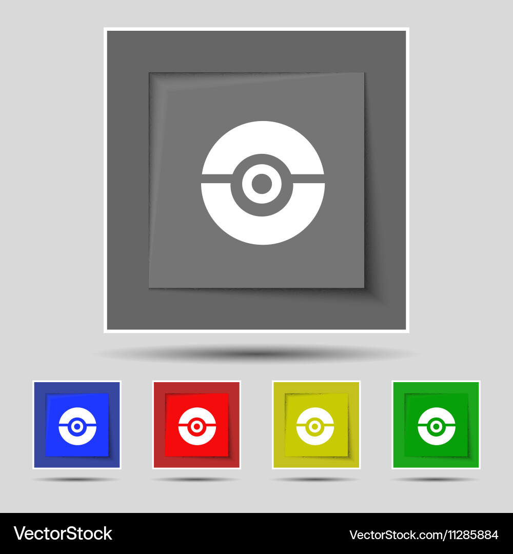 Pokeball icon sign on original five colored Vector Image
