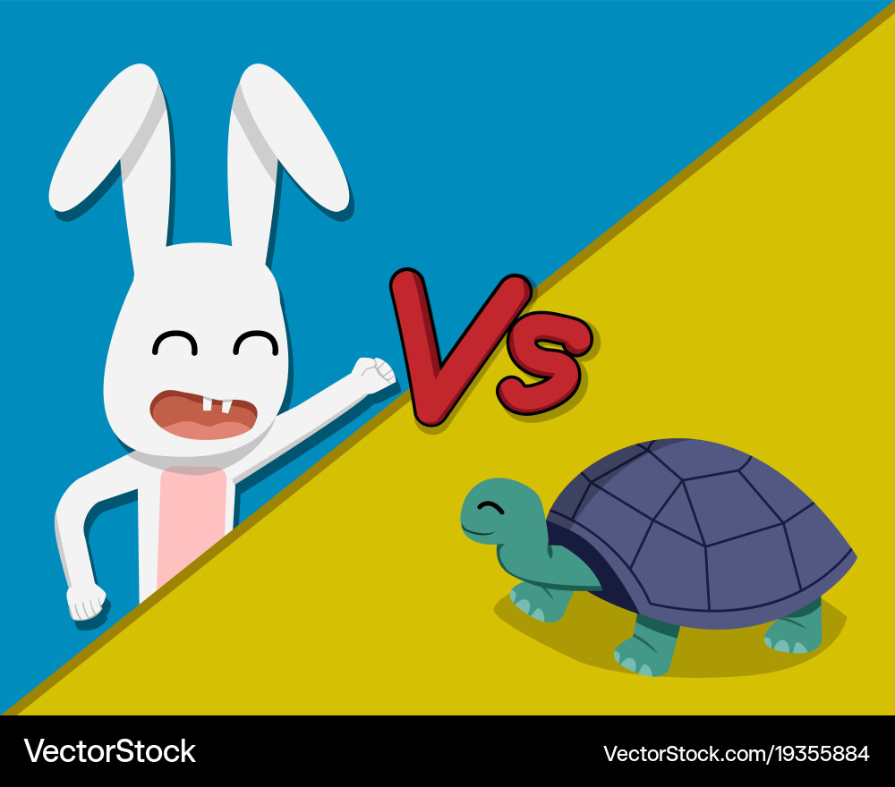 Rabbit versus tortoise cartoon Royalty Free Vector Image
