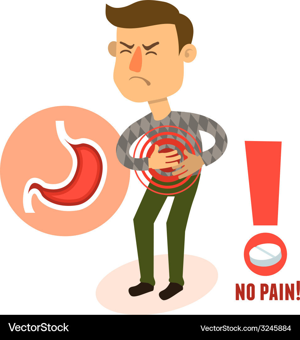 Sick character stomach ache Royalty Free Vector Image