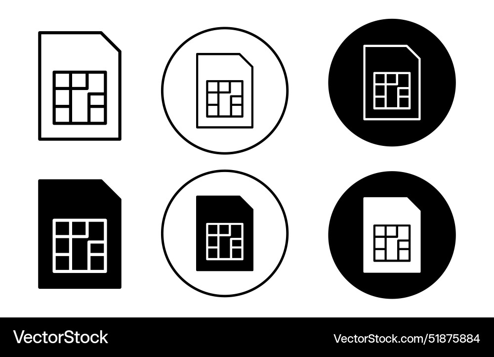 Sim card icon outline flat Royalty Free Vector Image