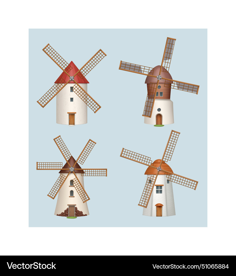 Windmill traditional rural medieval construction Vector Image