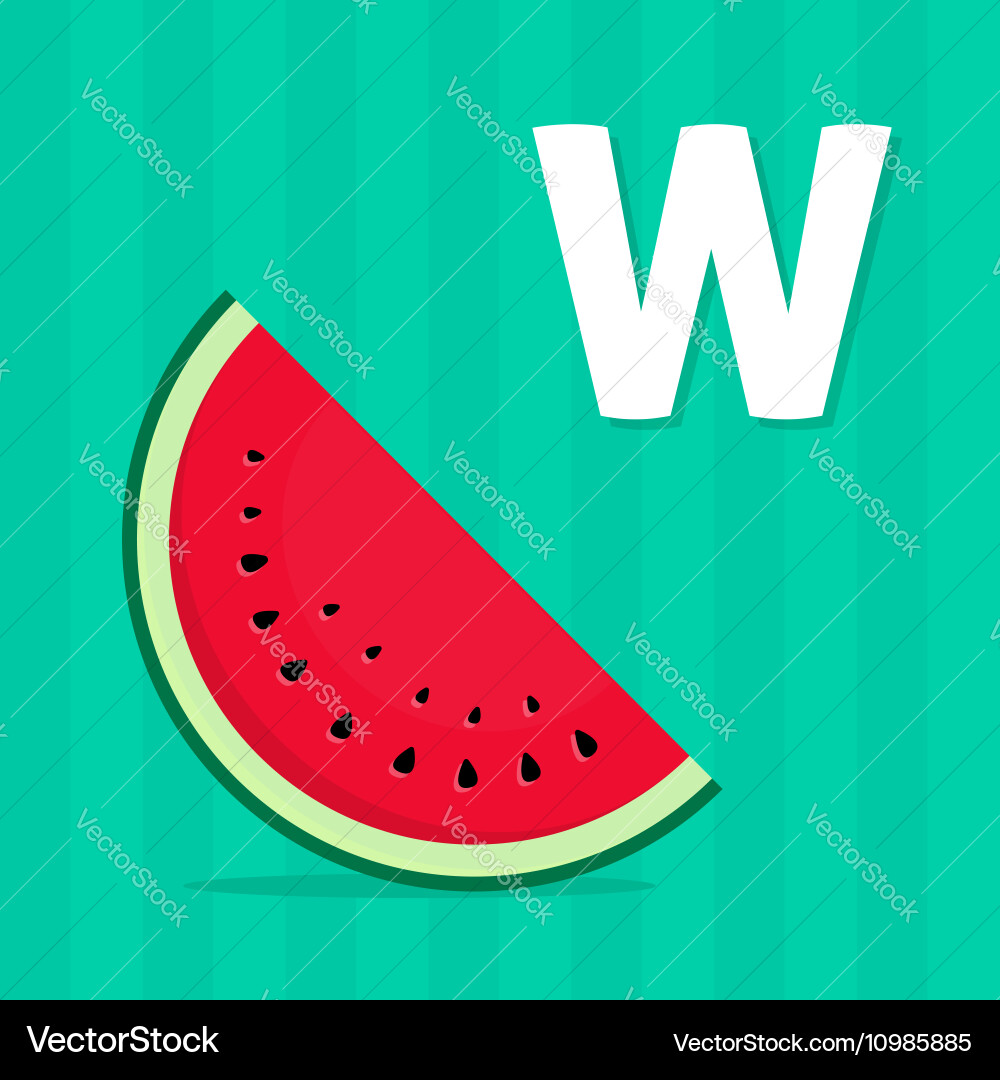 Alphabet letters learning card with letter w Vector Image