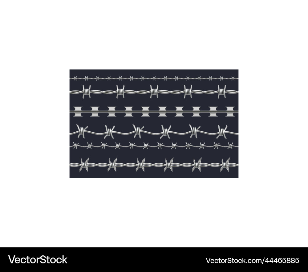 Barbed wire realistic template of different types Vector Image