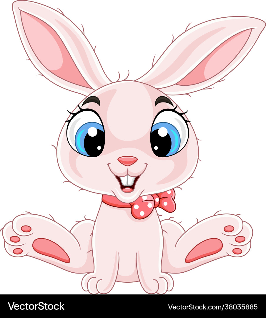 Cute baby rabbit cartoon sitting Royalty Free Vector Image