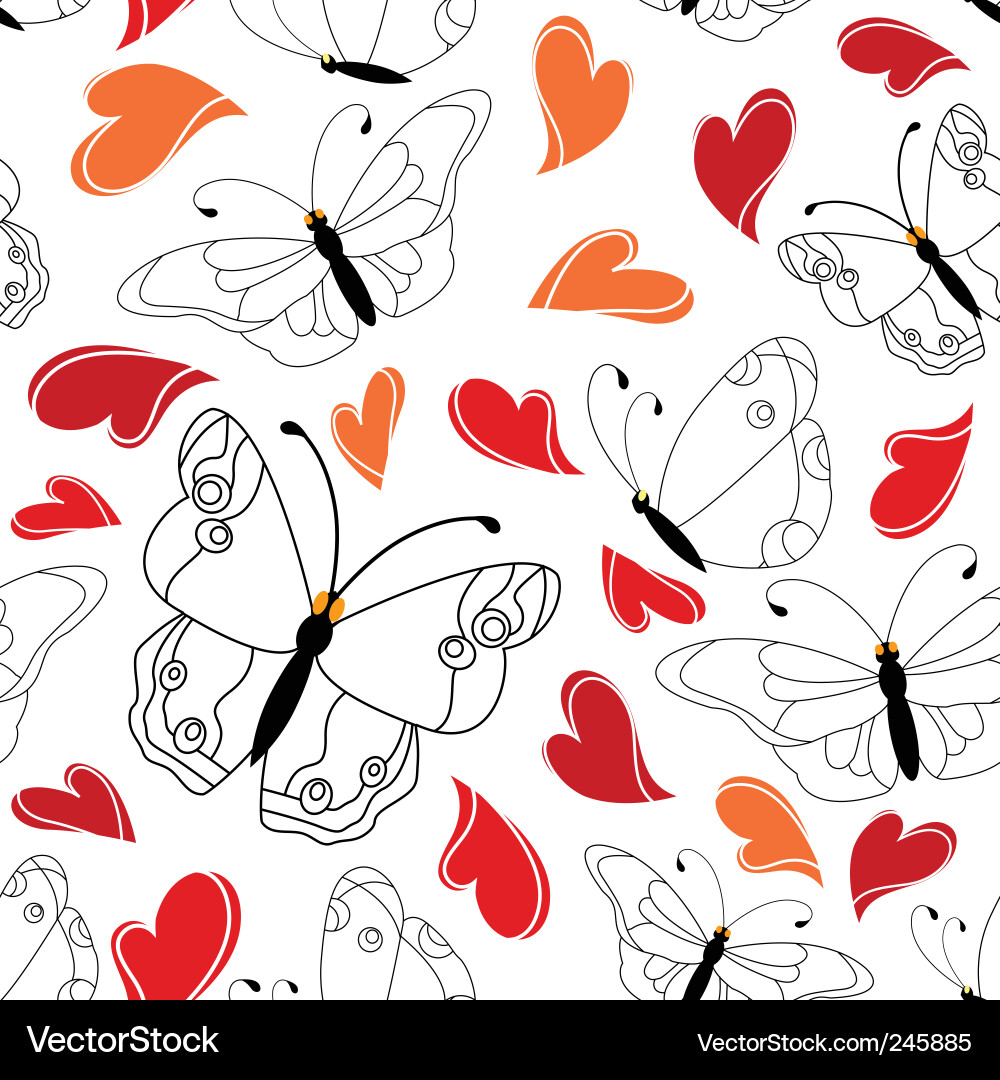 Heart and butterfly pattern Royalty Free Vector Image