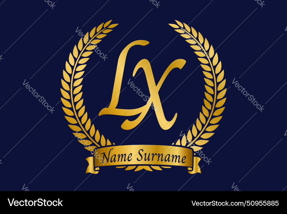 Initial letter l and x lx monogram logo design Vector Image