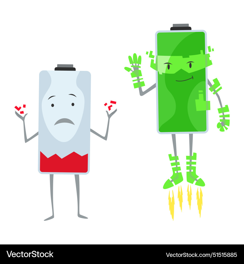 Low battery and full charge Royalty Free Vector Image