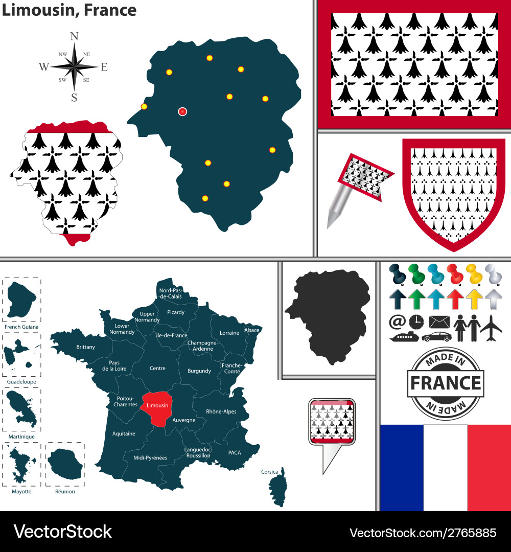 Map of limousin Royalty Free Vector Image - VectorStock