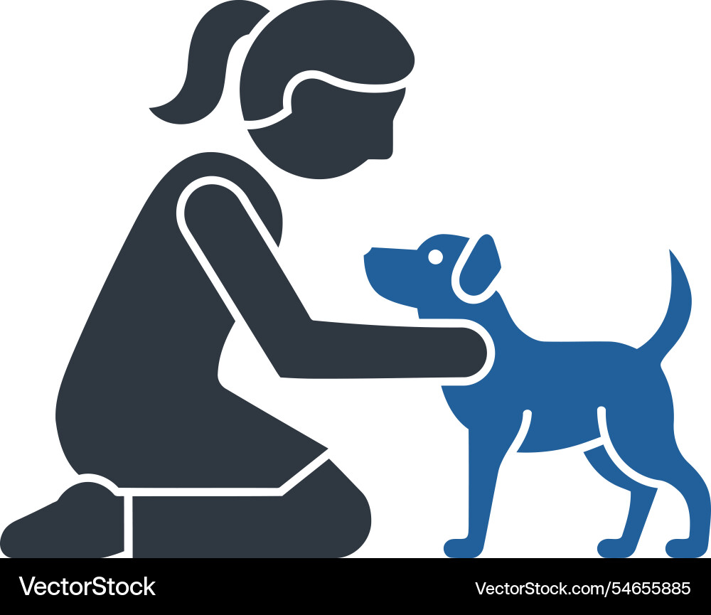 Petting a dog icon (54655885) – Royalty-Free Vector | VectorStock