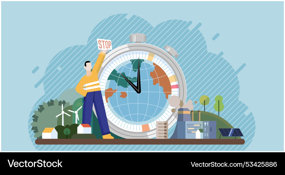 Climate change save the planet lets work Vector Image