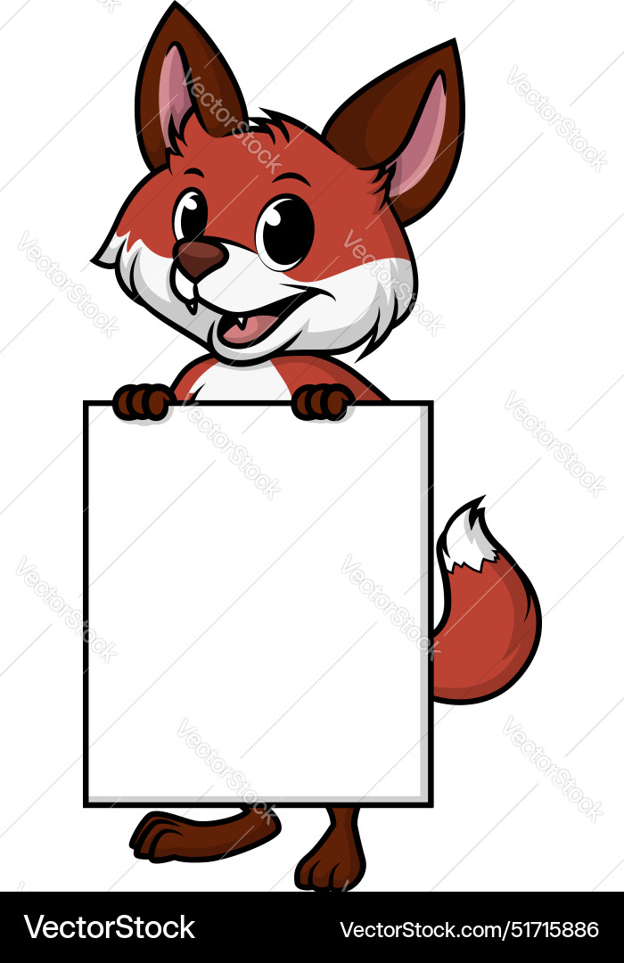 Fox holding blank poster cartoon Royalty Free Vector Image
